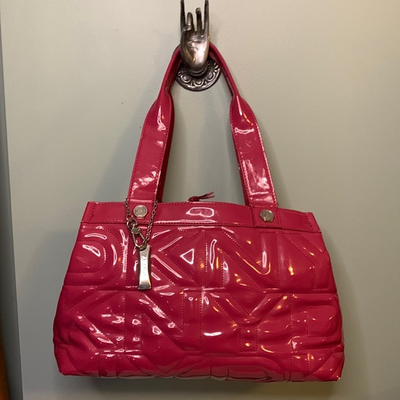 Dkny | Bags | Y2k Dkny Quilted Pink Patent Leather Logo Tote | Poshmark